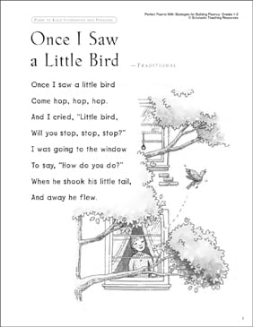 Once I Saw a Little Bird (Fluency-Building Read-Aloud Poem) | Printable ...
