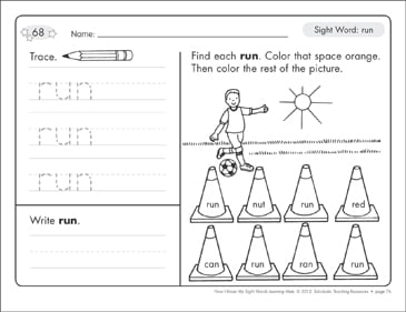 Sight Word (run): Sight Words Learning Mat | Printable Skills Sheets