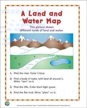 A Land and Water Map: Map Skills | Printable Maps and Skills Sheets