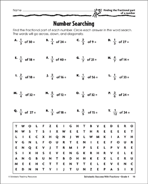 Number Searching - Finding the Fractional Part of a Number | Printable ...