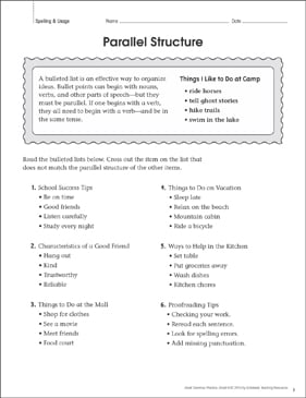 Parallel Structure (Spelling and Usage): Grammar Practice Page ...