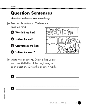 Question Sentences | Printable Skills Sheets