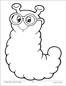 free coloring pages of a bookworm