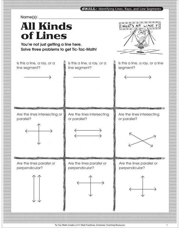 All Kinds of Lines: Tic-Tac-Math | Printable Games, Puzzles and Skills ...