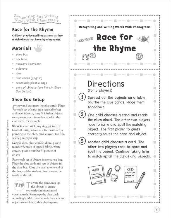 Race for the Rhyme (Recognizing and Writing Words With Phonograms ...