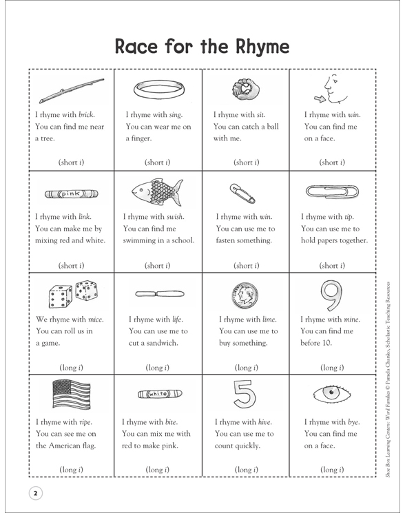 Race for the Rhyme (Recognizing and Writing Words With Phonograms ...