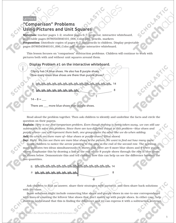 Comparison Problems (Subtraction): Bar Model Math (Gr 2) | Printable ...