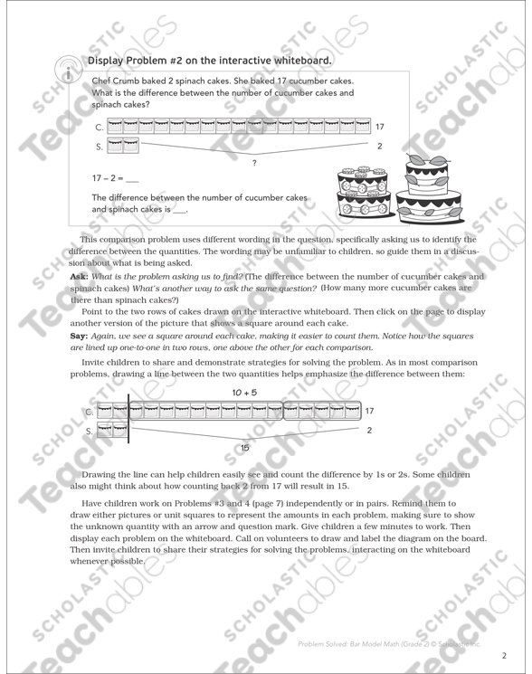 Comparison Problems (Subtraction): Bar Model Math (Gr 2) | Printable ...