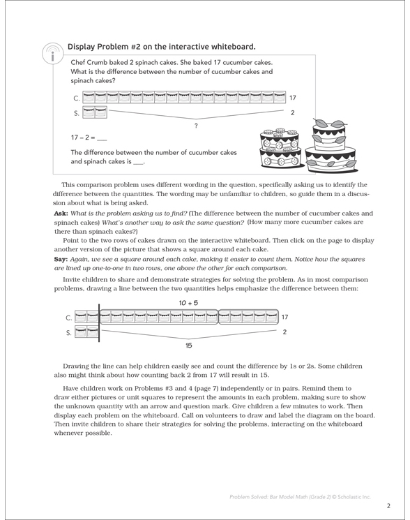 Comparison Problems (Subtraction): Bar Model Math (Gr 2) | Printable ...