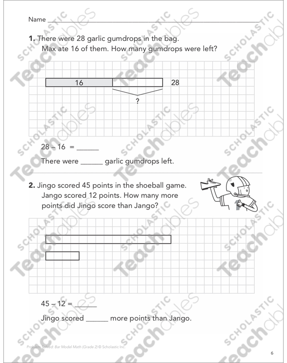 Subtraction Using Bar Models Bar Model Math Printable Skills Sheets