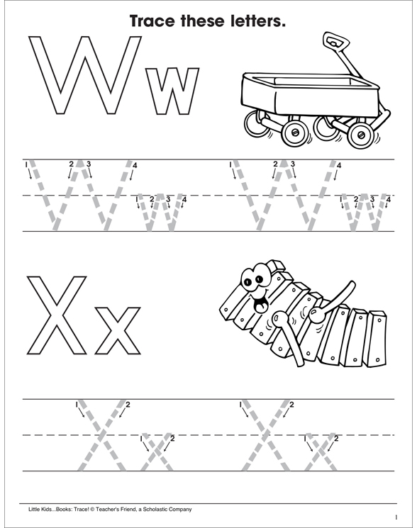 Tracing Skills: Tracing Letters Ww and Xx | Printable Skills Sheets