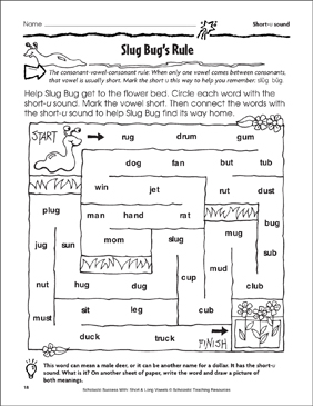 Slug Bug's Rule (Short-u Sound) | Printable Skills Sheets and Mazes