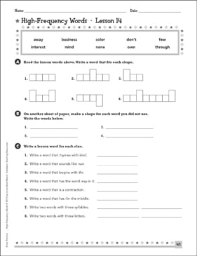 High Frequency Words Grade 3
