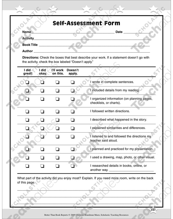 Scholastic Book Report Forms