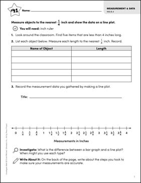 measurement line plot 2nd grade