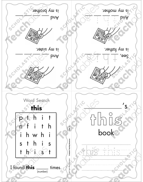 The Sight Word “this” (Level 1) | Printable Mini-Books