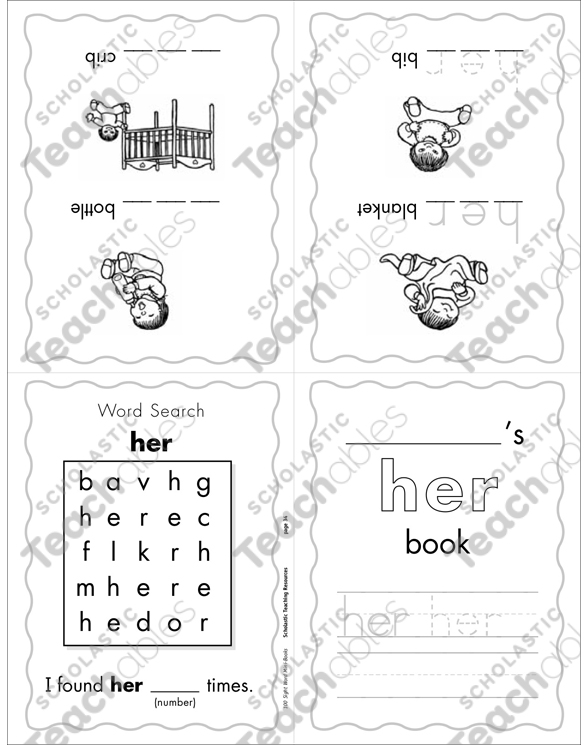 The Sight Word “her” (Level 1) | Printable Mini-Books