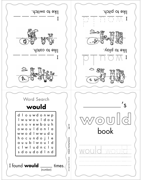 The Sight Word “would” (Level 4) | Printable Mini-Books