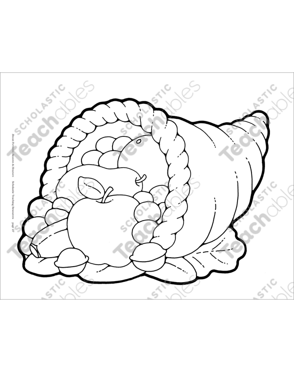 free coloring pages of thanksgiving cornucopias clip