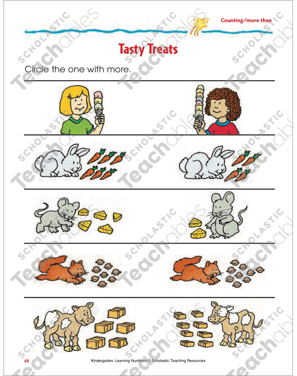 Tasty Treats (Counting/More Than) (Color) | Printable Skills Sheets