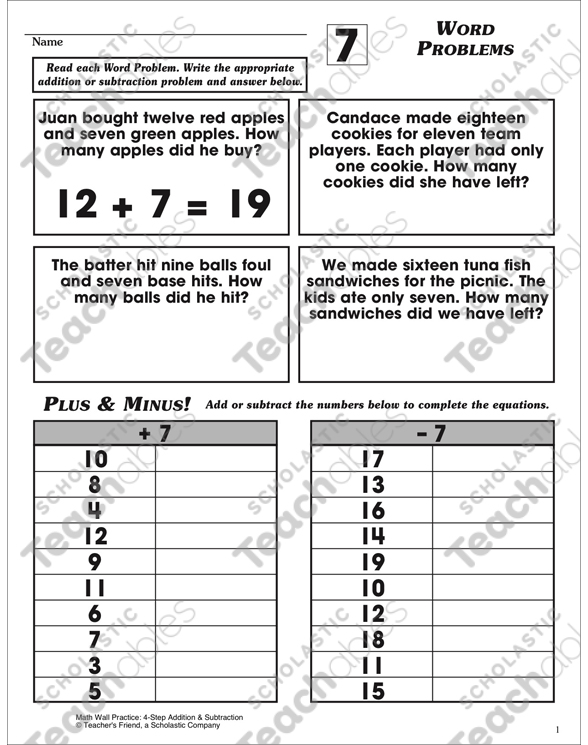 Word Problems (Facts Family 7) | Printable Skills Sheets