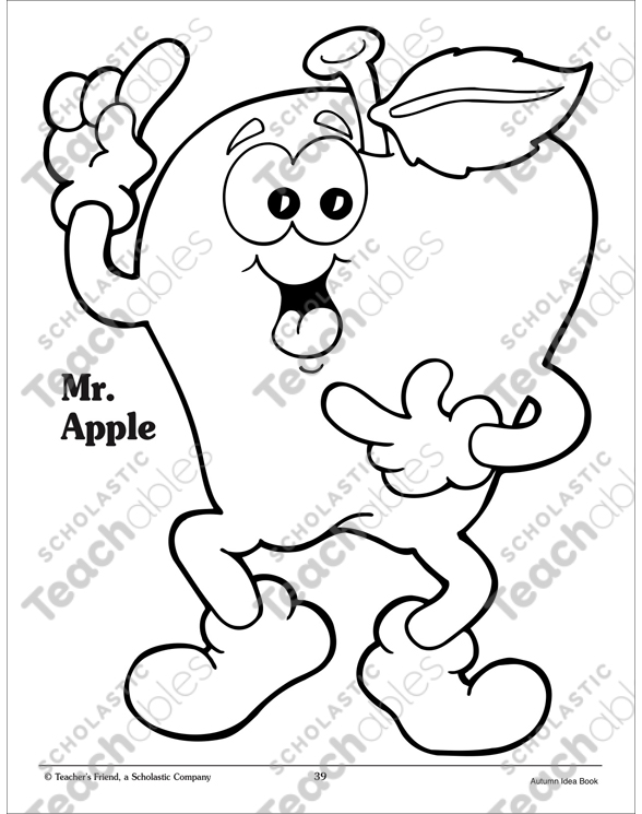 cartoon apple coloring pages