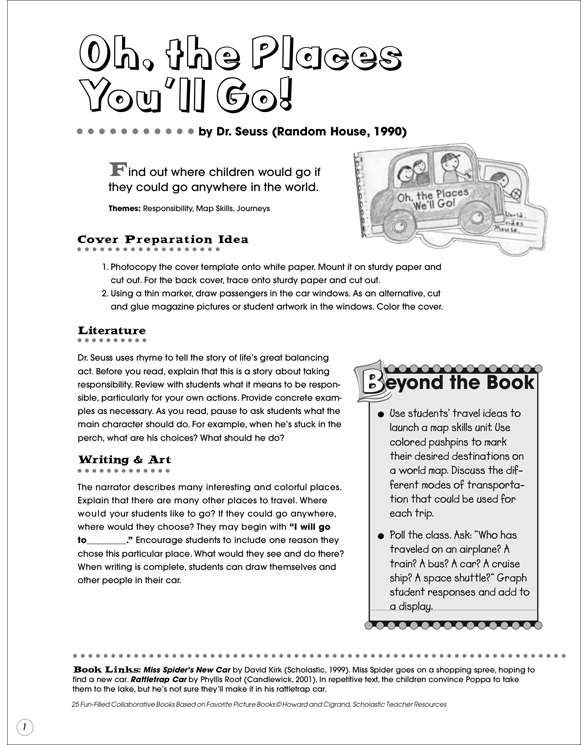 Oh, the Places We’ll Go!: Collaborative Book | Printable Lesson Plans ...