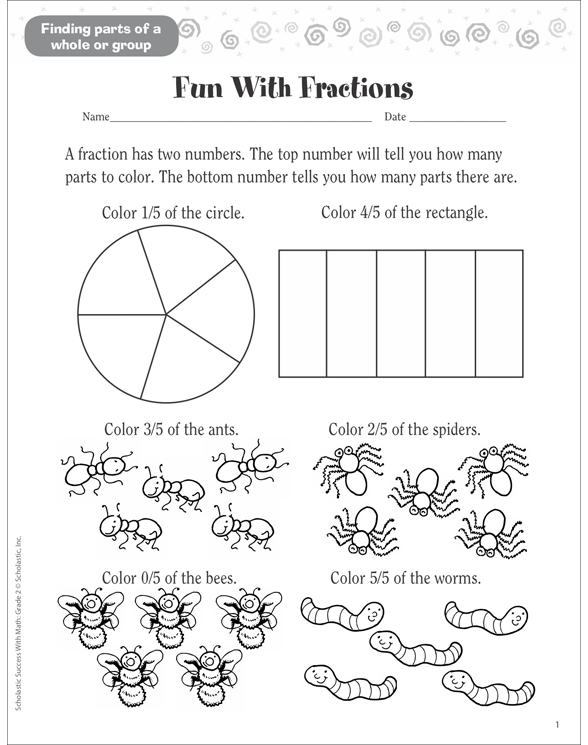 Fun With Fractions (Parts of a Whole or Group) | Printable Skills Sheets