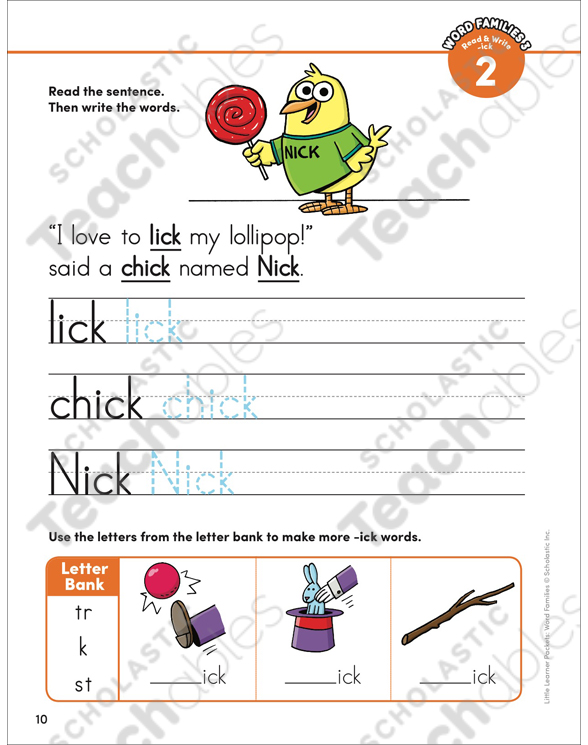 Ick Word Family Worksheets