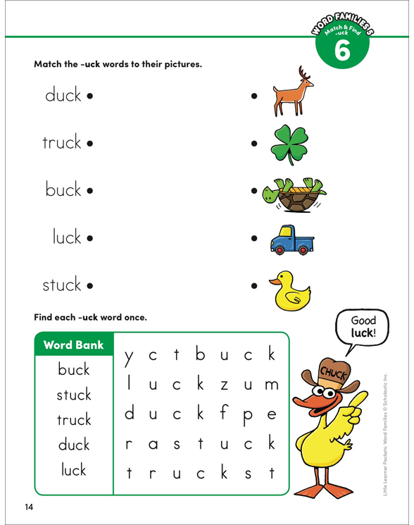 Word Families Packet 5: –ug, –uck | Printable Skills Sheets