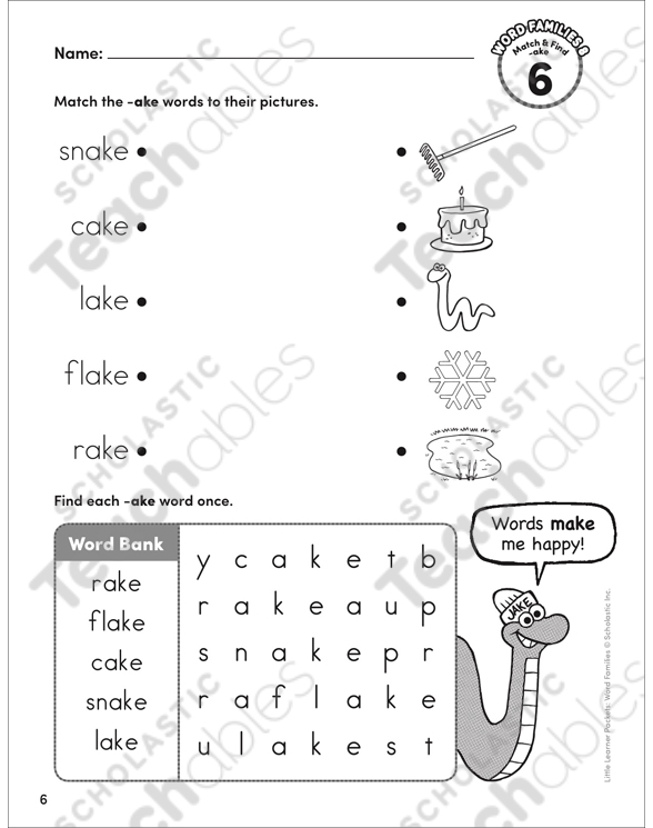 Word Families Packet 9: –ail, –ake | Printable Skills Sheets