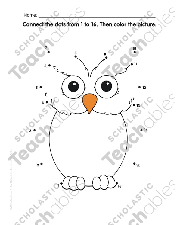 owl connect the dots coloring pages