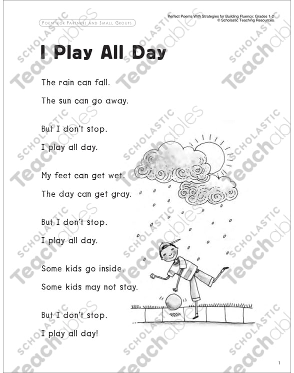 I Play All Day: Read-Aloud Poem | Printable Texts