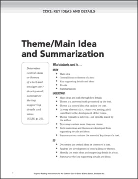 Theme Topic Main Idea And Supporting Details Worksheet