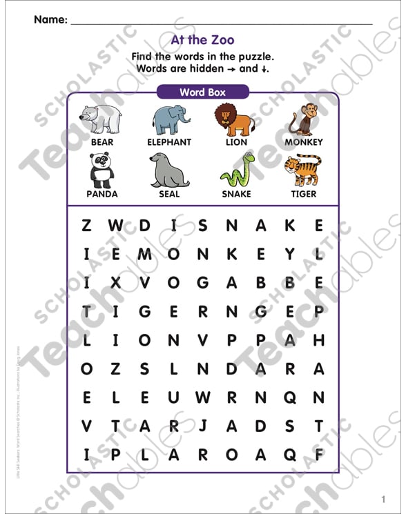 Zoo Animal Word Search NEW 997 ZOO EDUCATION WORKSHEETS | Zoo