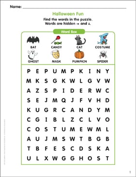 easy printable easy halloween word search