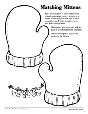 mittens match coloring pages