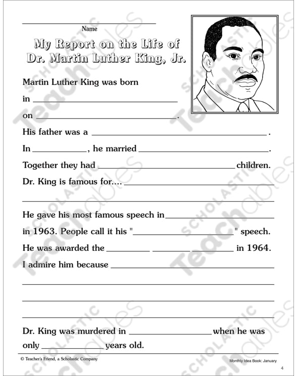 Martin Luther King Activities Worksheets Martin Luther King Jr.