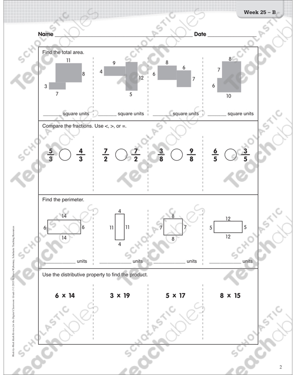 Math Review: Area, Comparing Fractions, Perimeter, Distributive ...