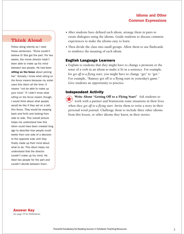 Idioms & Other Expressions: Read Words in Context (Gr 4) | Printable ...