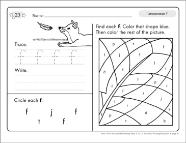 lowercase f coloring page