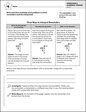 Interpret Remainders Worksheet Interpreting Remainders Division Task