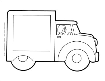 mail truck coloring page printable