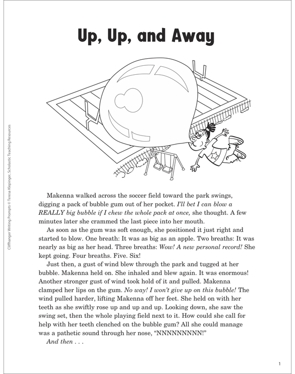 Up, Up, and Away: Cliffhanger Writing Prompt | Printable Lesson Plans ...