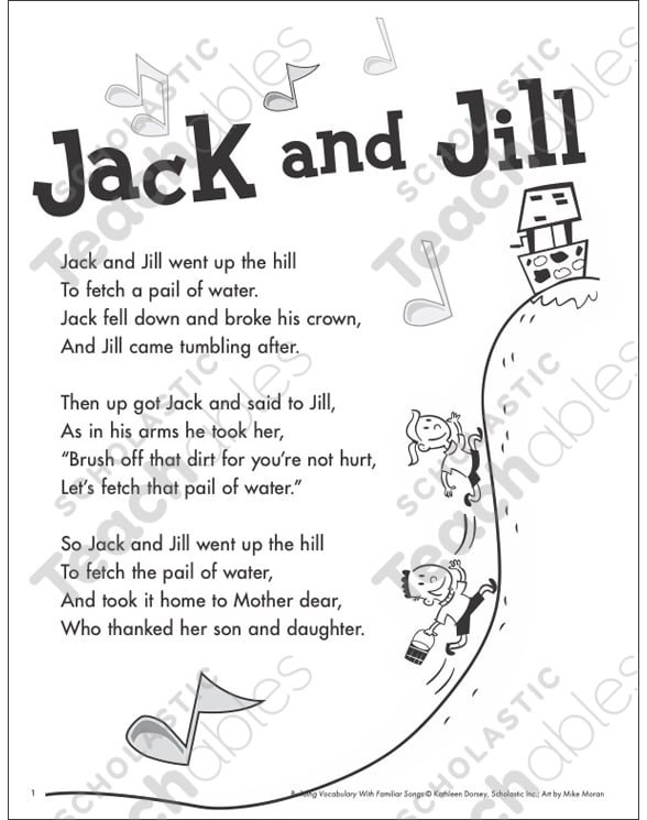 Jack And Jill Rhyme Printable Printable Jack And Jill Nursery Rhyme