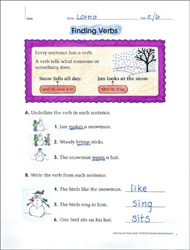 finding verbs ks2