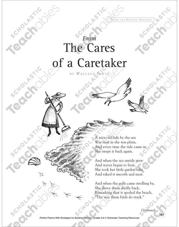 From the Cares of a Caretaker: Fluency-Building Poem | Printable Texts ...