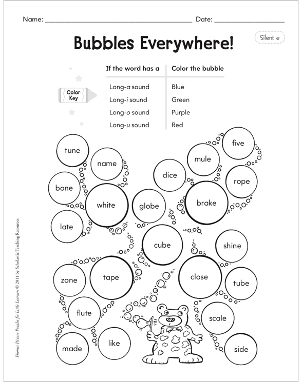 Bubbles Everywhere! (Silent e) | Printable Games and Puzzles