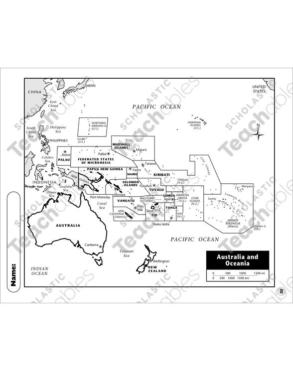 Physical Map (Australia) | Printable Maps and Skills Sheets