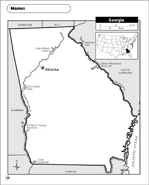 Large Printable Map With Cities North Georgia Printable Georgia Maps